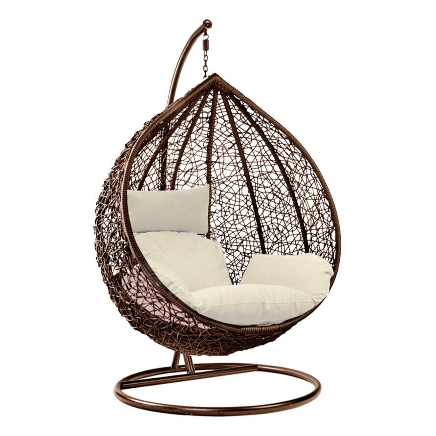 Aeroflux© Luxury Rattan Swing Egg Chair with Premium Cushions DPD2